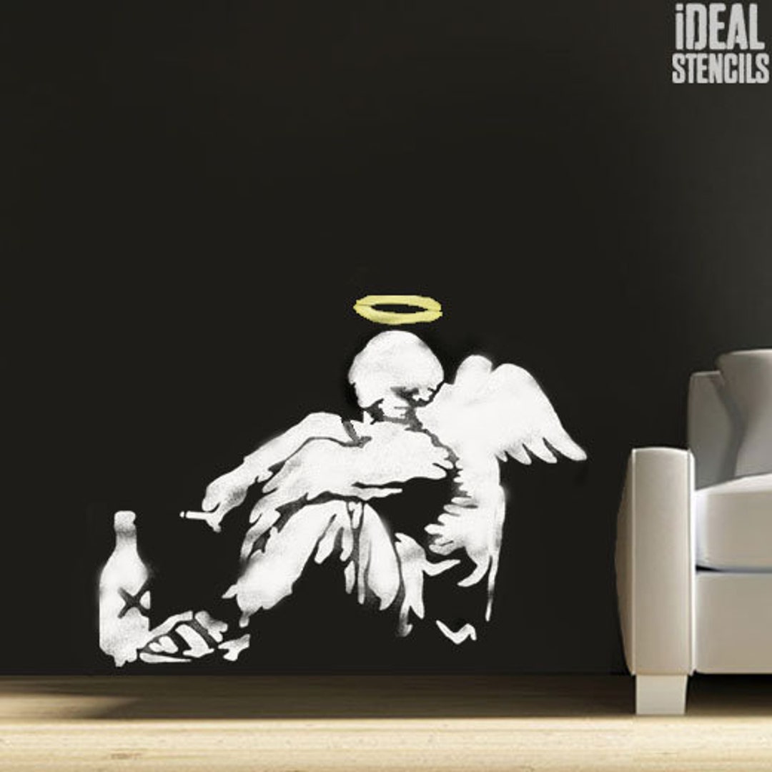 Banksy Fallen Angel Stencil: Reusable Graffiti Wall Art Decor - Etsy UK