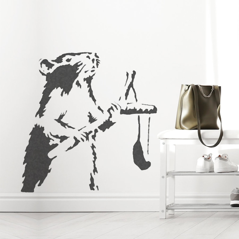 Banksy Rat With Catapult Stencil: Reusable Graffiti Wall Art - Etsy