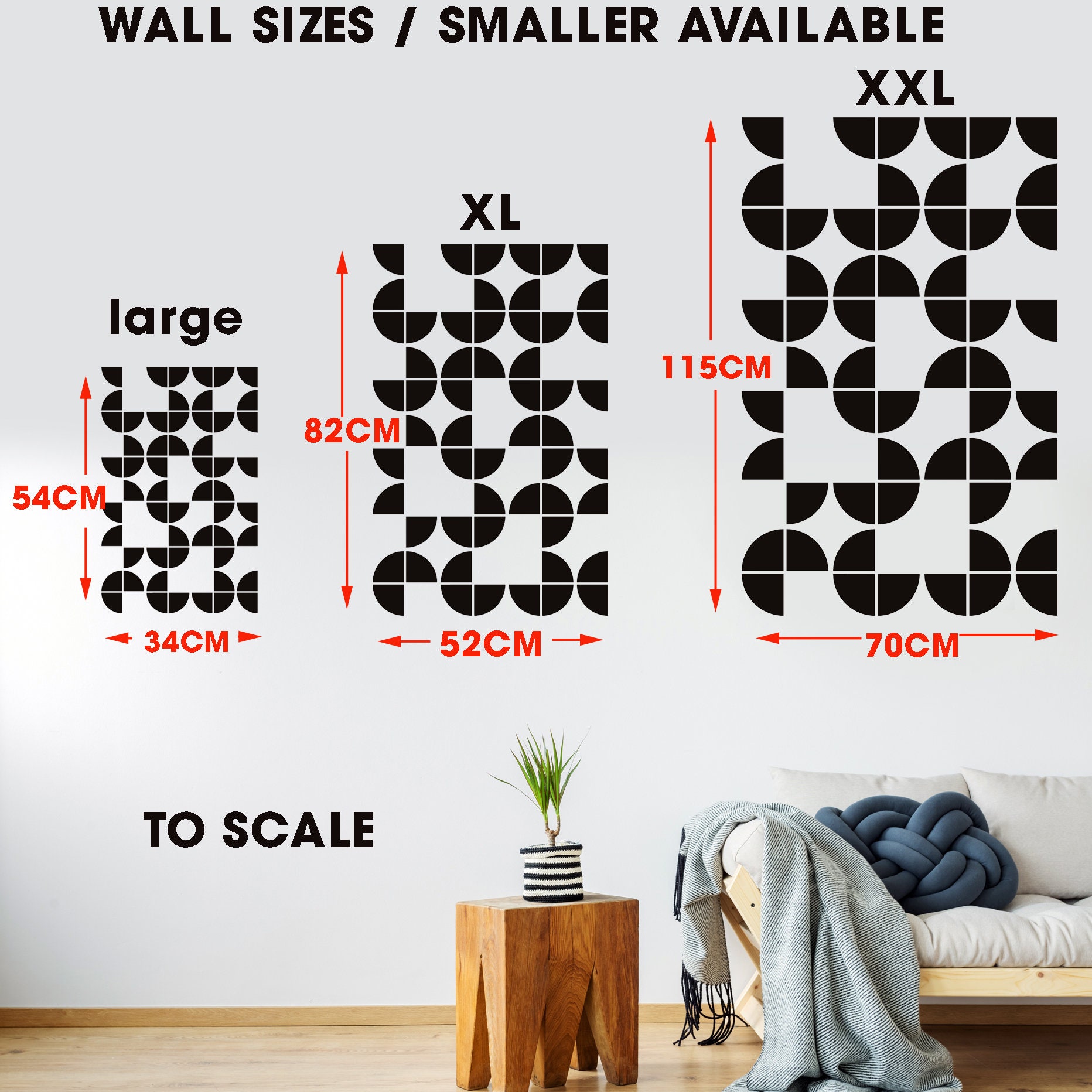 Quarter Circles Wall Stencil: Bauhaus Geometric Decor Pattern - Etsy
