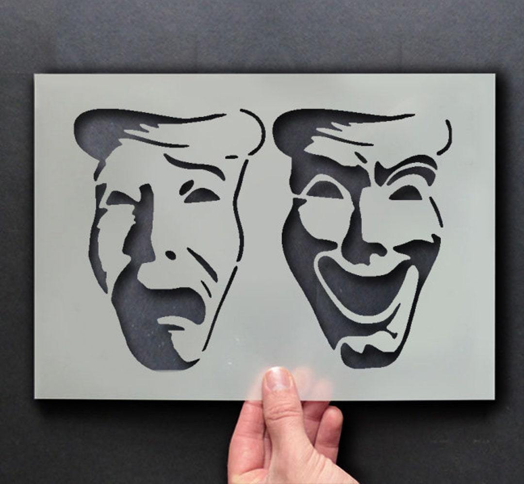 Stencil Comedy & Tragedy Theatre Masks, Home Decor Art Craft, Reusbale ...