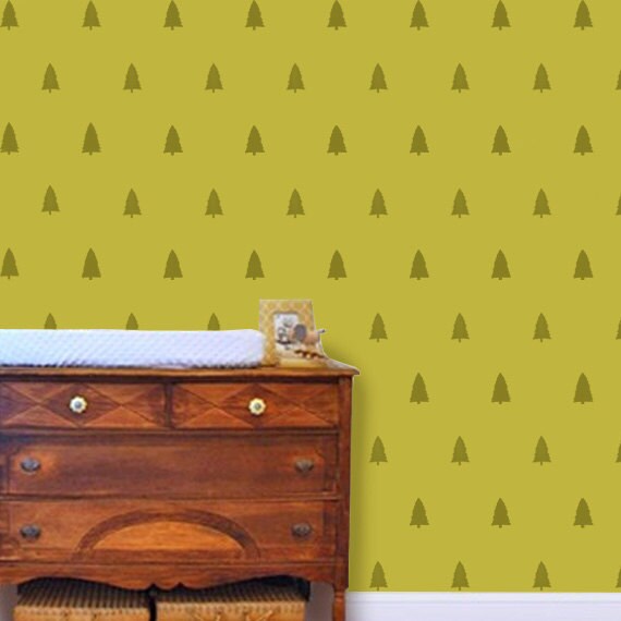 Scandi Tree Woodland Nursery Pattern Stencil Scandinavian | Etsy UK
