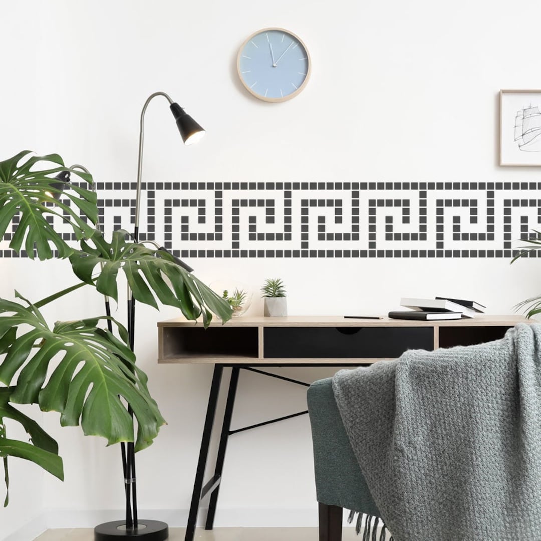 MOSAIC Greek Key Wall Border Pattern Stencil, Large Painting Stencil ...