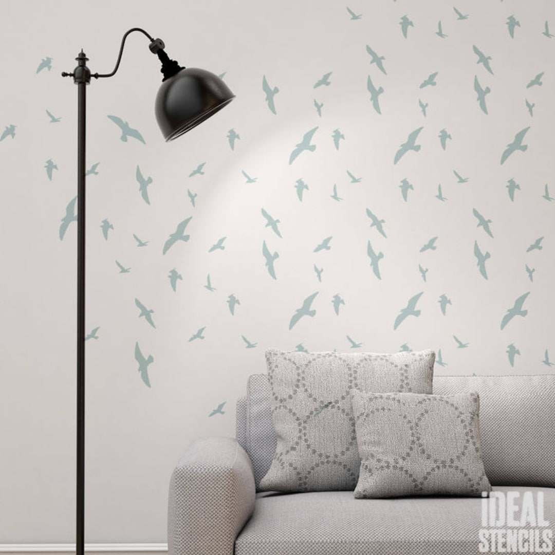 Flying Birds Pattern Stencil, Wall Home Decor Stencil , Paint Bespoke ...