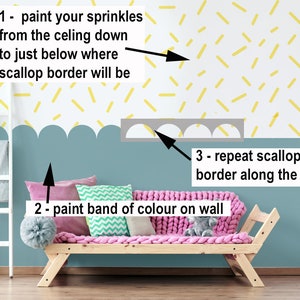 SCALLOP EDGE & SPRINKLES Stencil Kit, Kids Room Wall Decor, Large ...