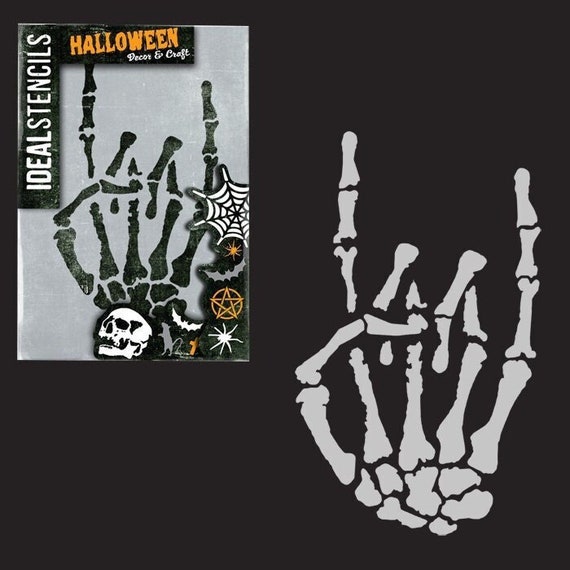 Rock On Skeleton Hand Stencil