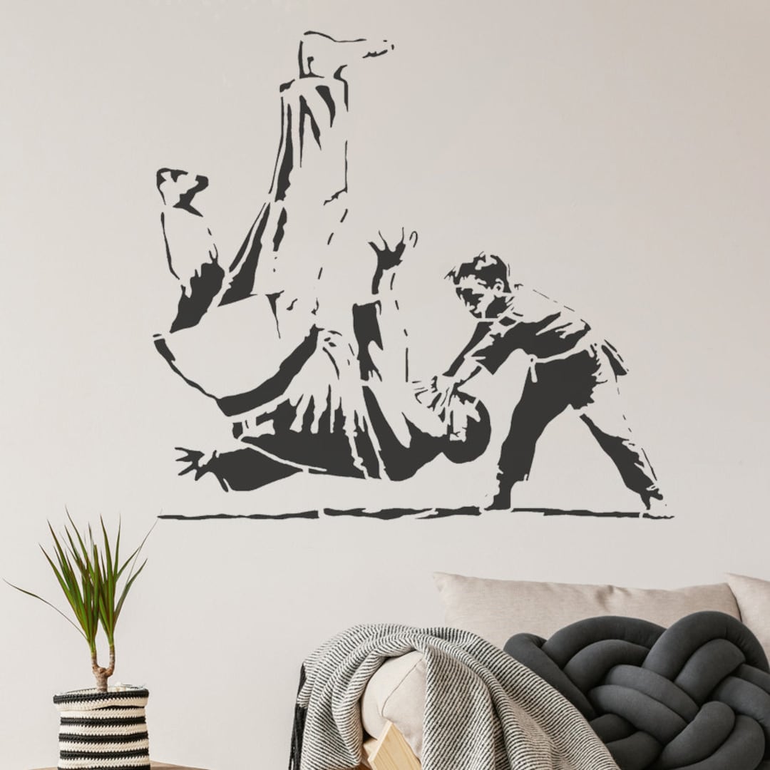 Banksy Judo Child Stencil, Graffiti Wall Art Painting Stencil, Interior ...