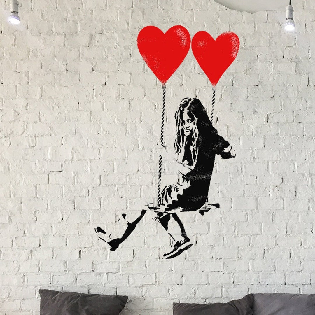 Banksy Balloon Girl Swing Stencil / Painting Stencil Banksy Balloon Girl Swing Stencil / Painting Stencil
