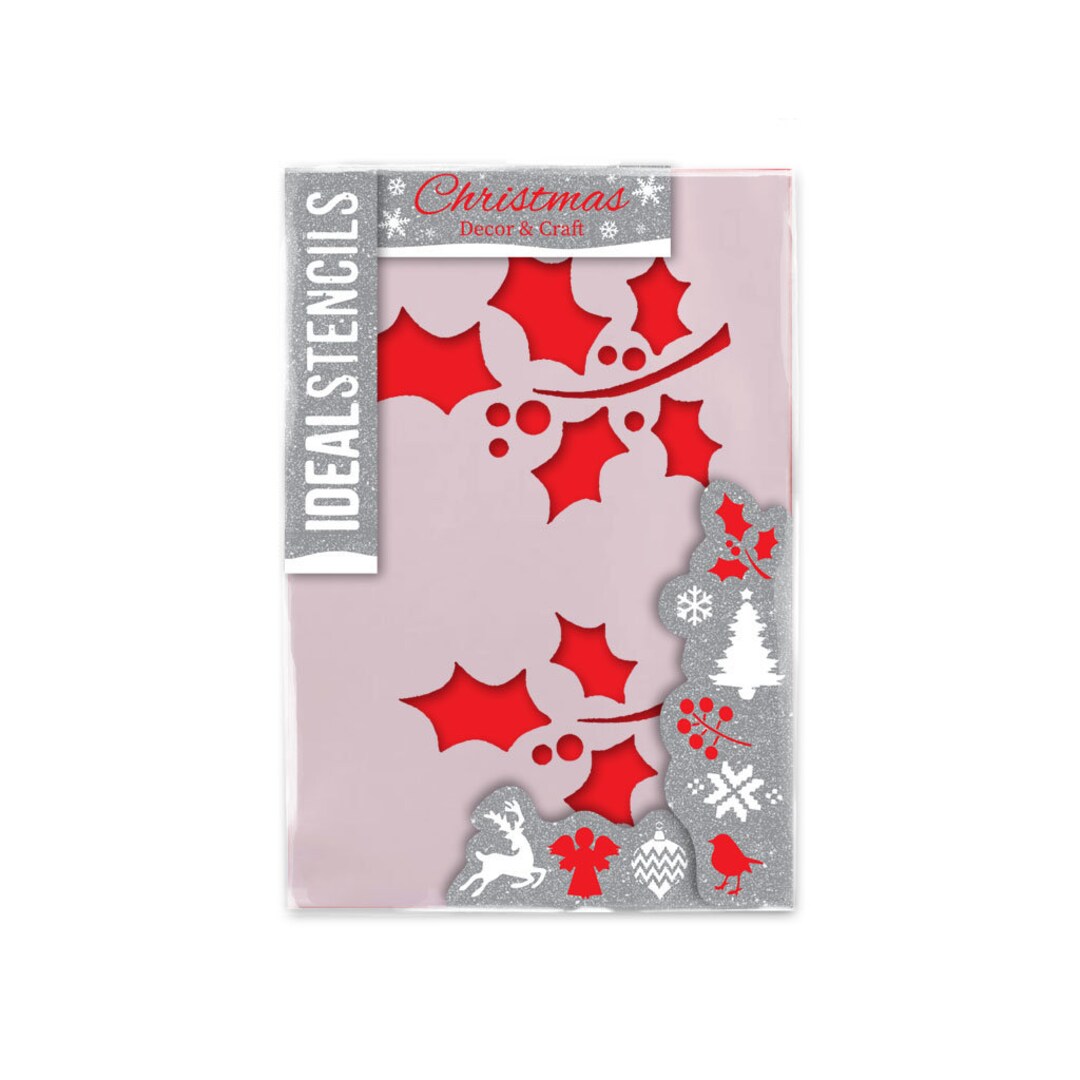 Christmas Holly STENCIL, Reusable Festive DECOR & CRAFT Stencil, Window ...