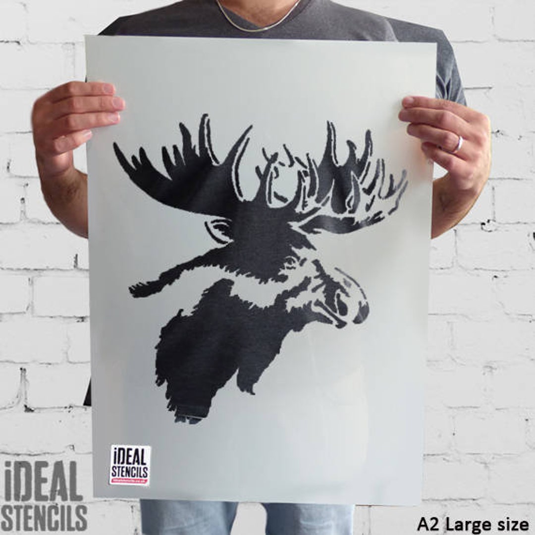 Moose Head Stencil: Reusable Mylar for Walls, Fabrics, Furniture - Etsy