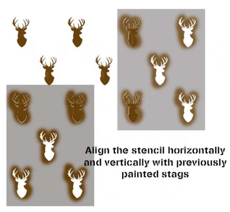 Stag Head Repeat Pattern Stencil Paint Wallpaper Effect - Etsy UK