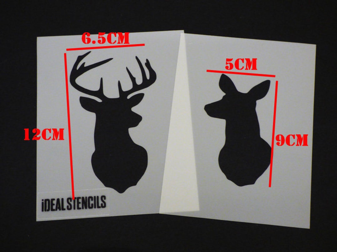 Stag Head STENCIL Doe & Buck Stencil Set Small Craft Art Decorating ...