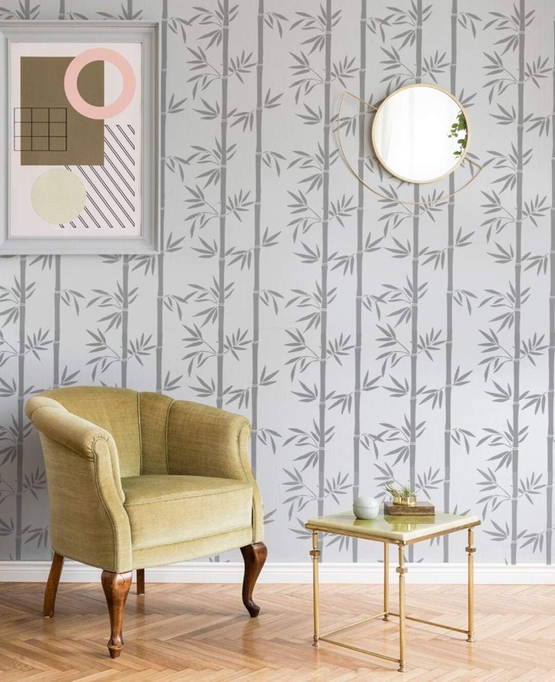 Bamboo Pattern Stencil, Bamboo Home Decor, Large Painting Stencil ...