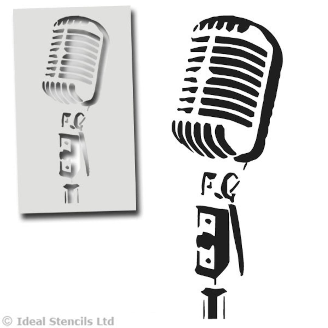 Retro Microphone Stencil - Paint Walls, Fabrics and Furniture ...