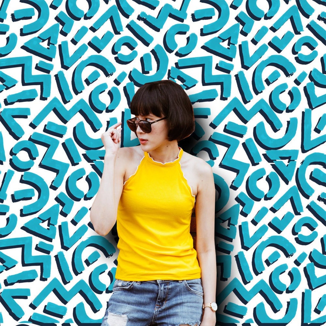 90s Retro Wall Decor Pattern Stencil, Geometric Pattern, Bedroom Decor ...