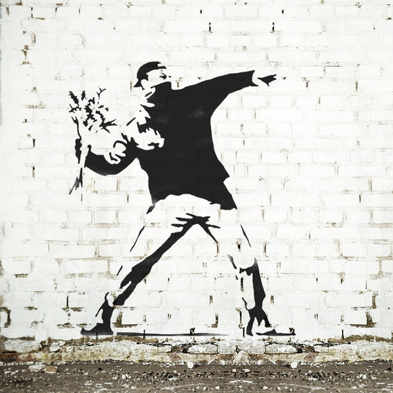 Graffiti Banksy Stencil Banksy After Spray Paint Stencil On Canvas