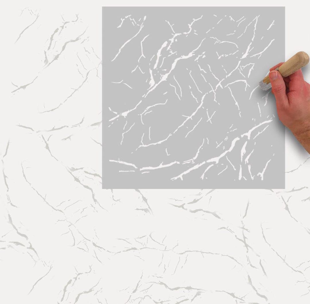 Marble Veins Stencil: Faux Texture, Reusable Home Decor (12x12 ...