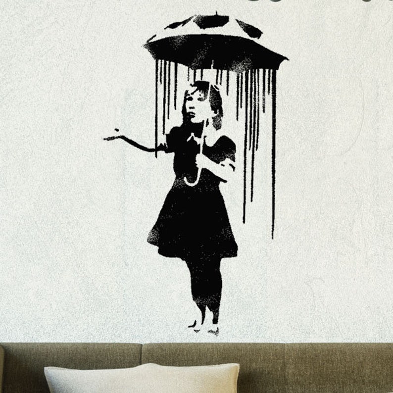 Banksy Rain Girl Stencil Banksy Nola Stencil Home Wall Etsy