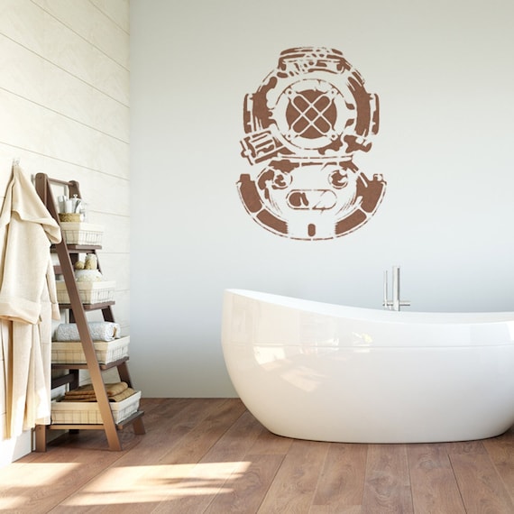 DIVING HELMET VINTAGE Style Stencil Nautical Wall Art - Etsy