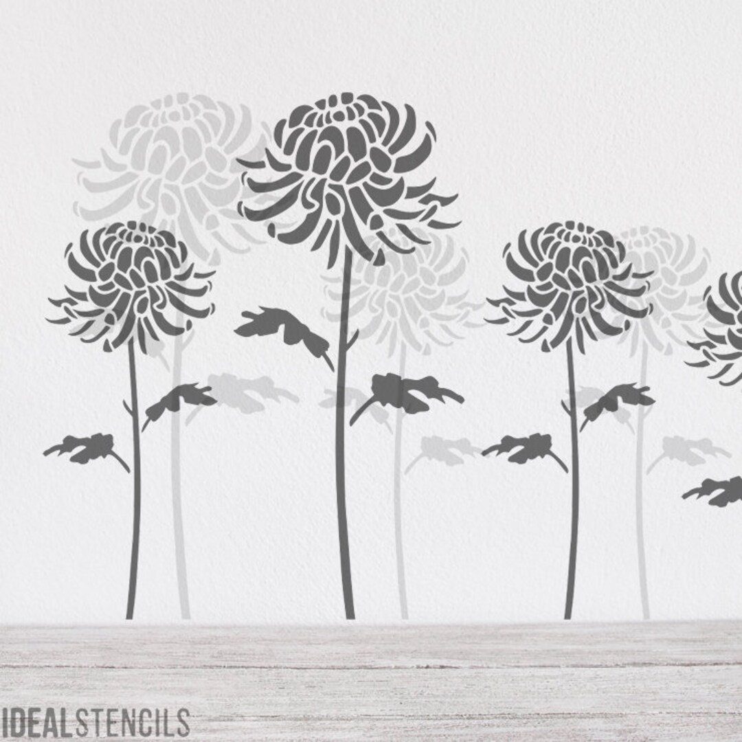 Chrysanthemum Flower Stencil Multipack | Wall Decor Stencil | Painting ...