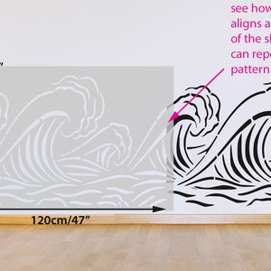 TIDAL WAVES Wall Border Stencil, Paint Decorative Wave Pattern, Beach ...