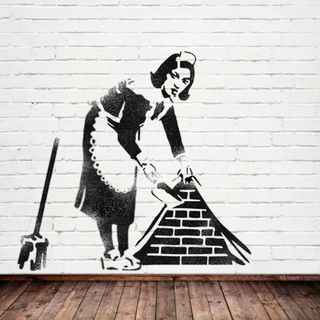 Banksy Sweeping Maid Stencil XL Mural Interior exterior Wall Art Etsy banksy-sweeping-maid-stencil-xl-mural-interior-exterior-wall-art-etsy