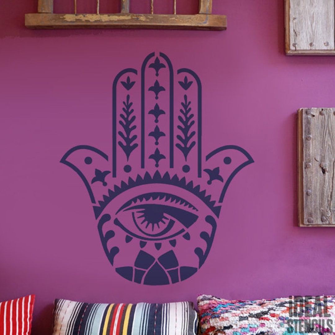 Hamsa Hand Stencil, Religious Symbol Decor & Craft Template, Painting ...