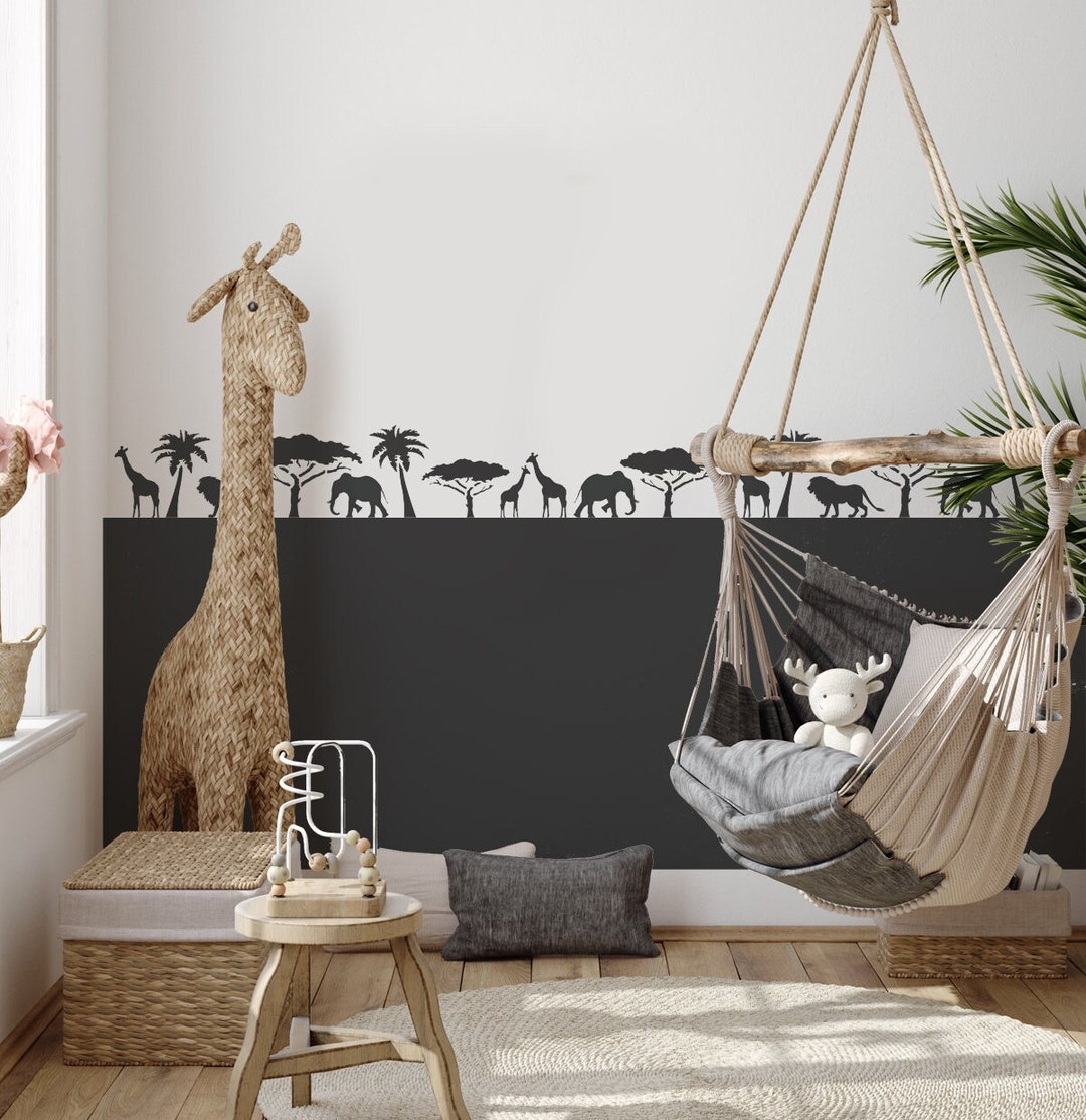 Safari Animals Wall Border Stencil, Savannah Style Border, African ...