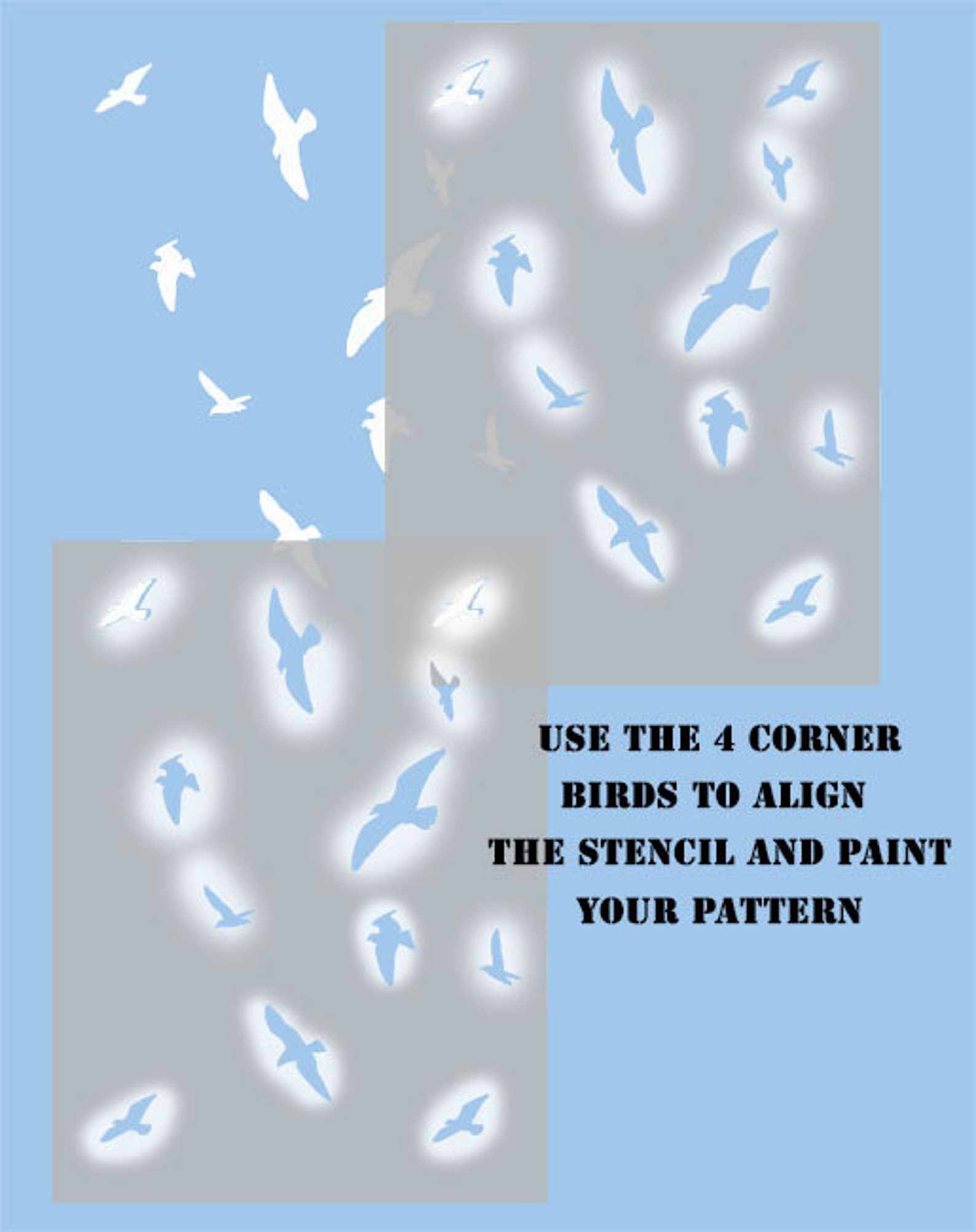 Flying Birds Pattern Stencil Wall Home Decor Stencil Paint | Etsy