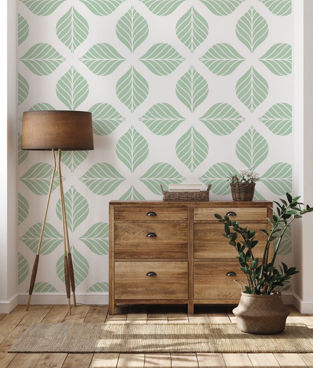 PANRA Leaf Pattern WALL STENCIL, Large Wall Painting Stencil, Botanical ...
