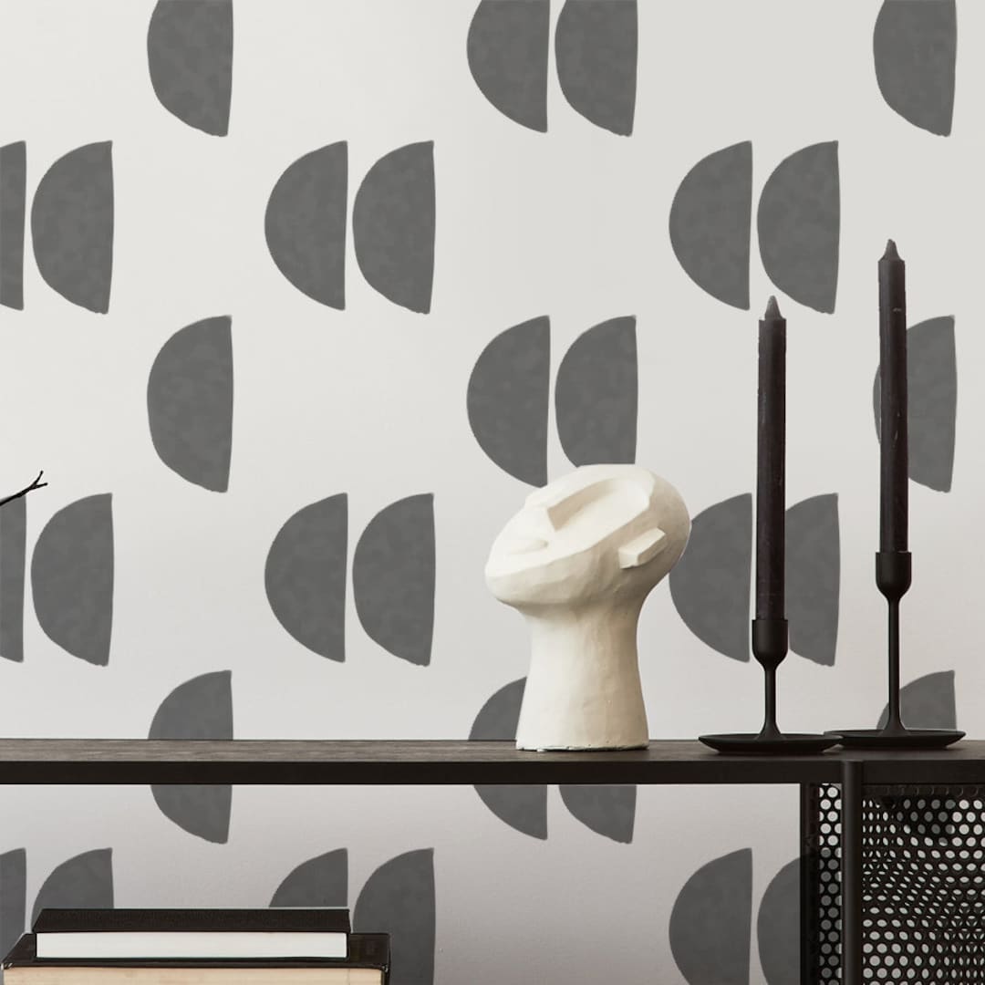 ARC Abstract Geometric Shapes Wall Stencil, Semi-circle, Minimalist ...