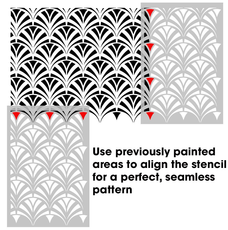 GLAMOUR Art Deco Fan Pattern Stencil Vintage Wall Decor - Etsy