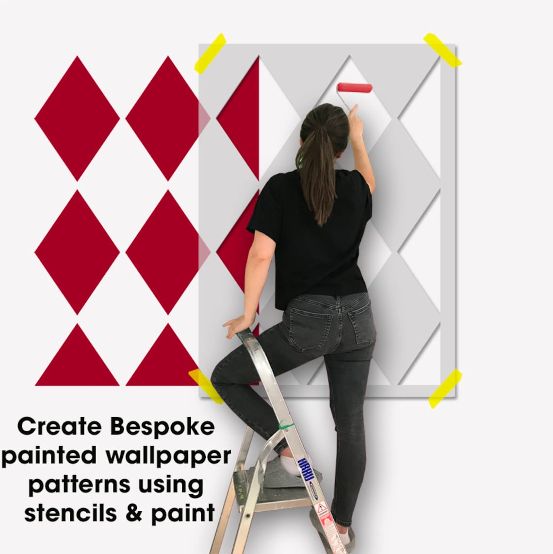 Harlequin Diamond Wall Stencil: Large Geometric Jester Pattern Decor - Etsy