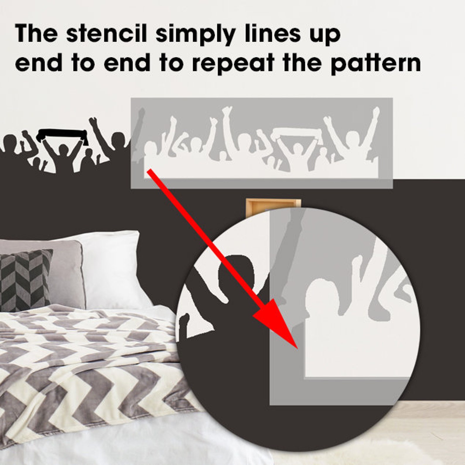 Football Crowd Wall Painting Stencil Football Fans Wall Mural - Etsy