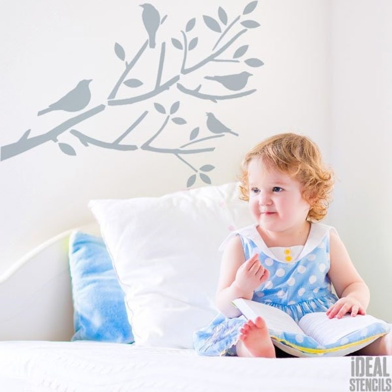 Birds in Tree Stencil Birds on Branch Stencil Bird Stencil - Etsy