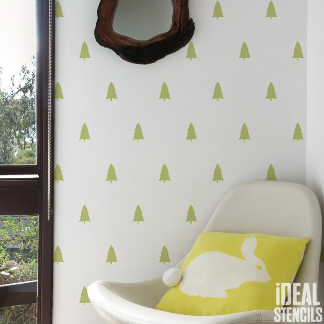 Scandi Tree Woodland Nursery Pattern Stencil Scandinavian | Etsy UK