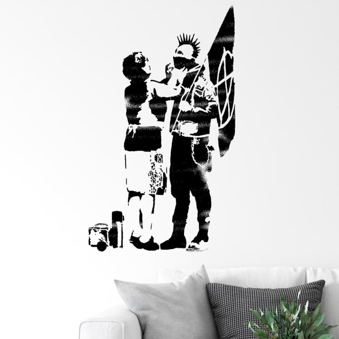 Banksy Punk and Mother STENCIL, Anarchist, Banksy Wall ART, Paint Your ...