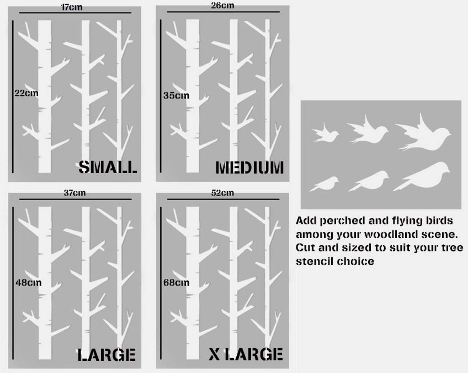 Birch Tree Forest Stencil With Birds Nursery Wall Decor - Etsy UK