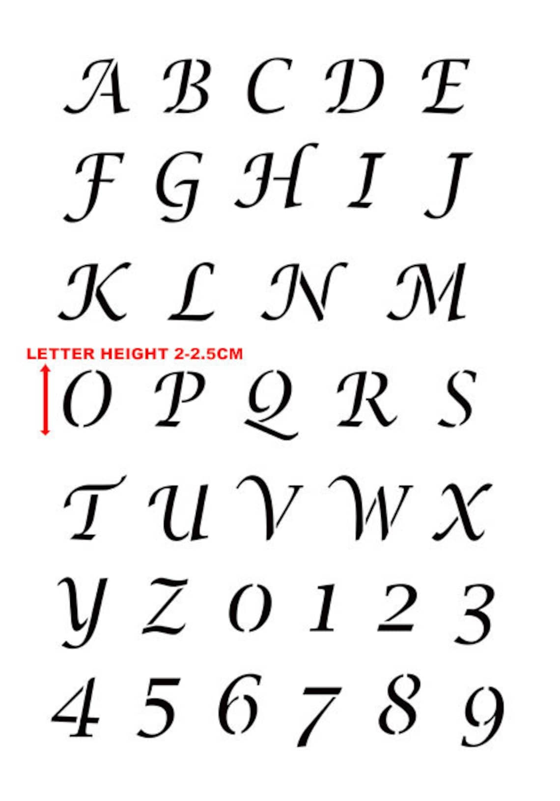 ALPHABET LETTER STENCIL calligraphy stencil A-Z 0-9 | Etsy