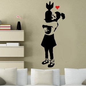 Banksy Girl Hugging Bomb Stencil: Reusable Graffiti Wall Art - Etsy
