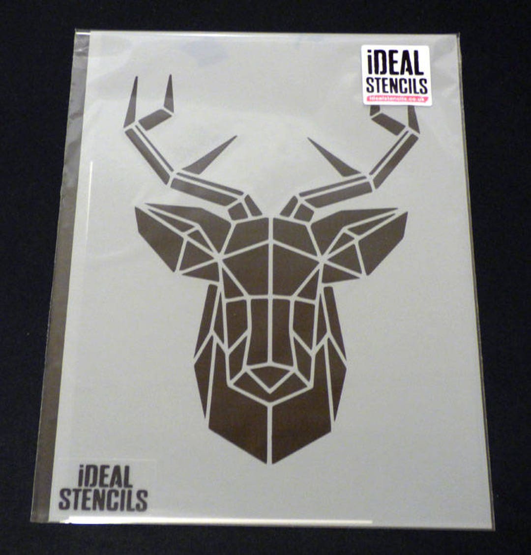 Stag Head Stencil, Geometric Stag Head Design, Home Decorating Arts ...