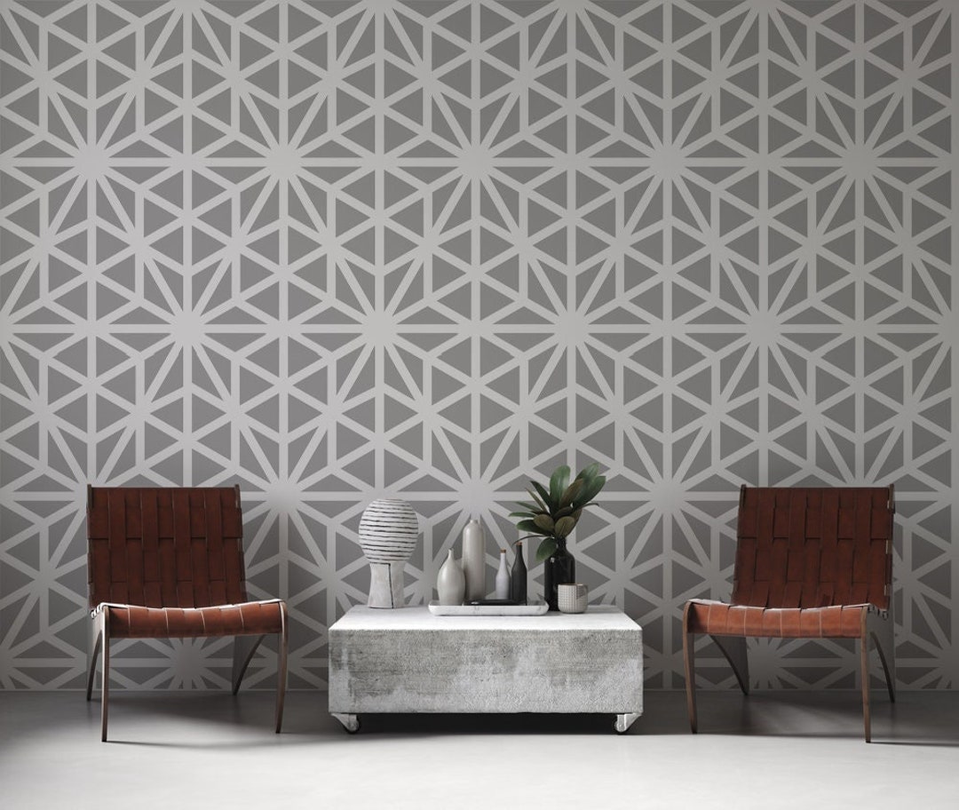GEO-STAR STENCIL, Geometric Abstract Wall Decor Stencil, Stylish Design ...