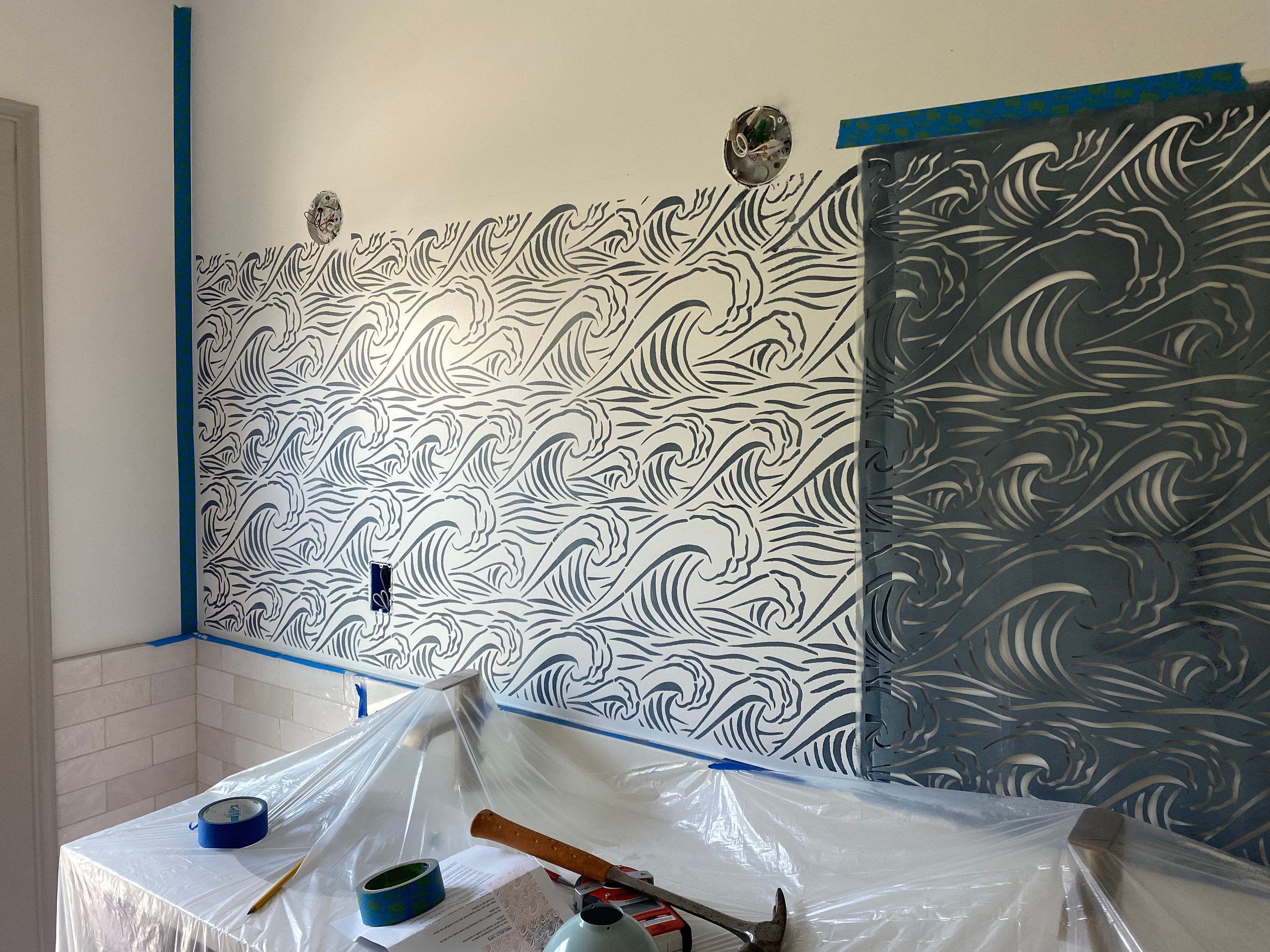 Wave Ocean Sea Pattern STENCIL Coastal Wall Painting Stencil - Etsy Canada