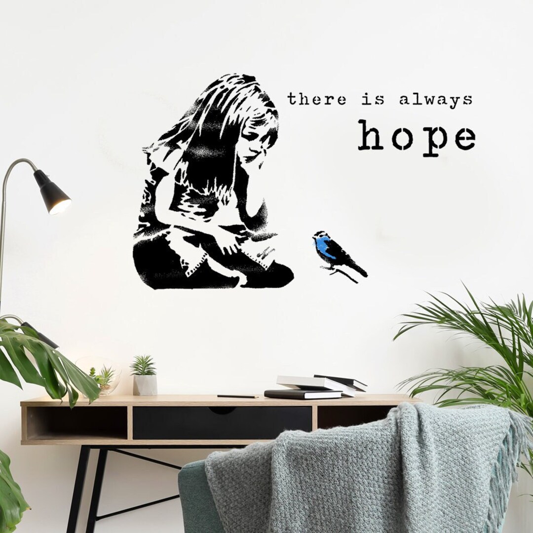 Banksy Girl BLUEBIRD Stencil , There is Always HOPE Painting Stencil ...