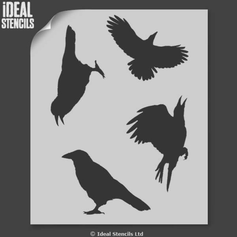 Halloween Stencil Crow Silhouettes Stencil Paint Crows on | Etsy