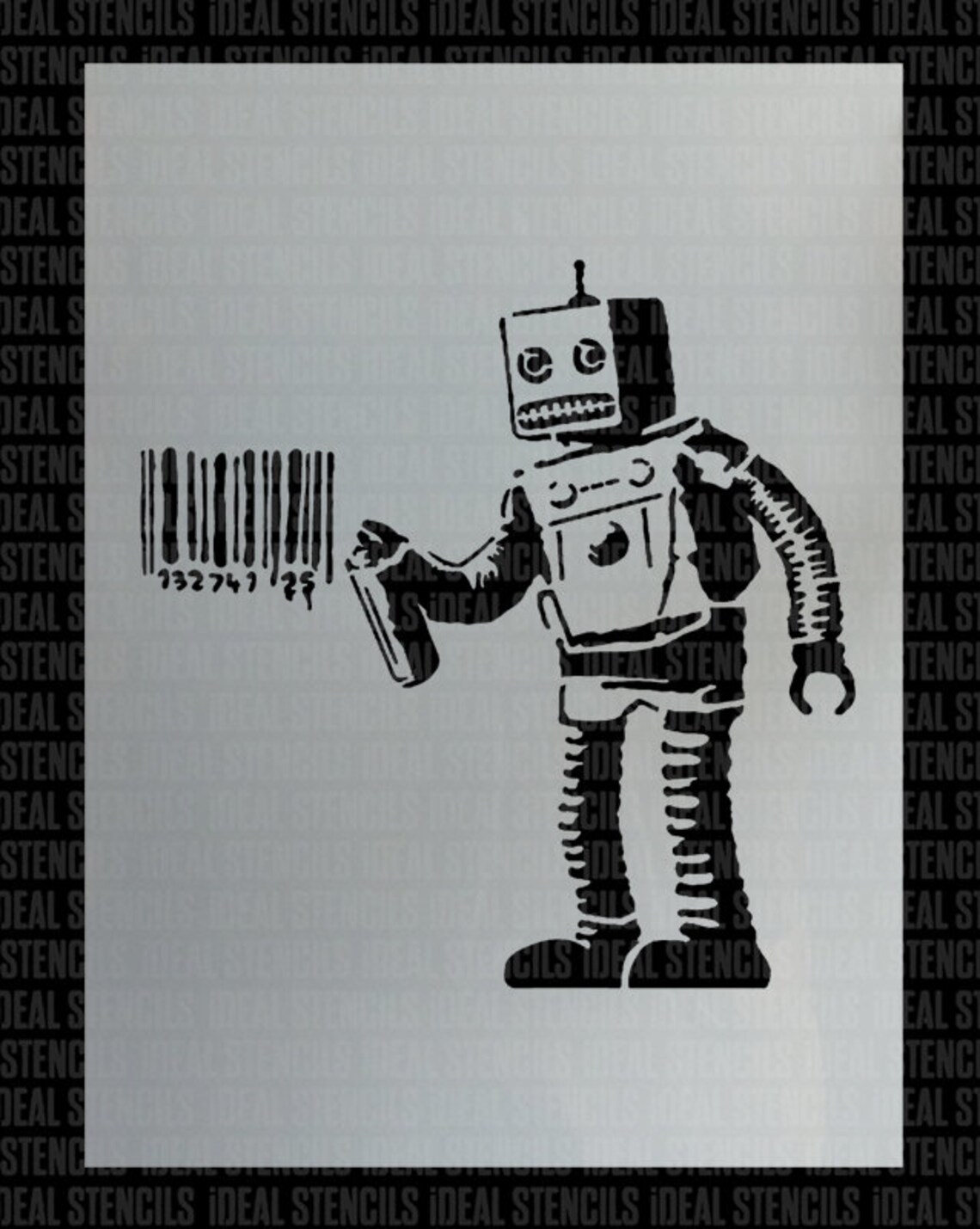 BANKSY ROBOT STENCIL robot Spray Paint Bar Code Reusable | Etsy UK