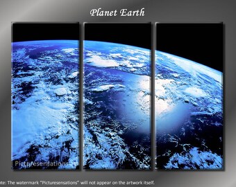 Framed Huge 3 Panel World Map Giclee Canvas Print Ready to | Etsy