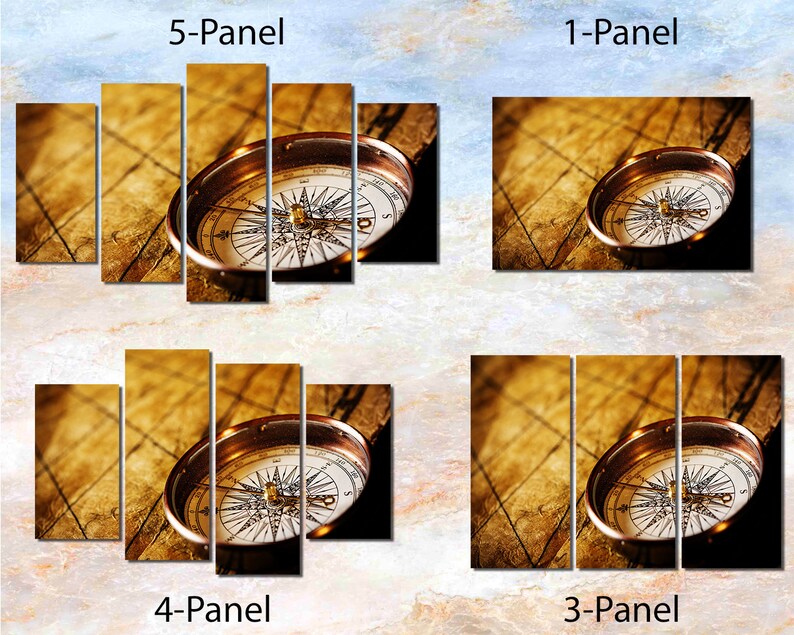 Framed Canvas Art Adventure Compass Vintage Map Ready to - Etsy