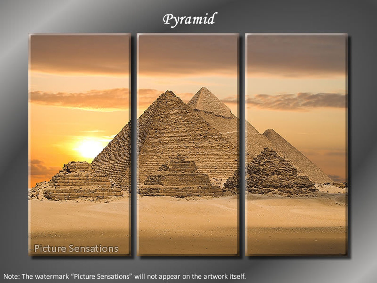 Framed Huge 3 Panel Modern Art Ancient Egypt Pyramid Giclee - Etsy