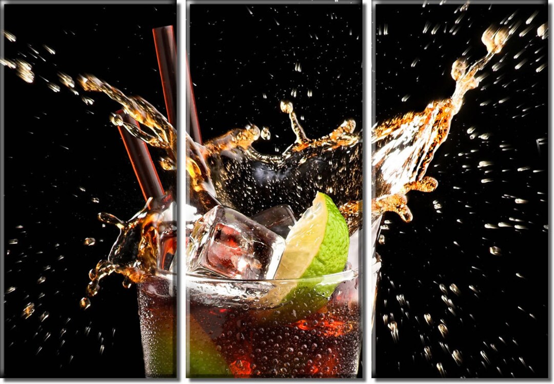 Framed Huge 3-panel Cold Cocktail Drinks Canvas Art Print - Ready to ...