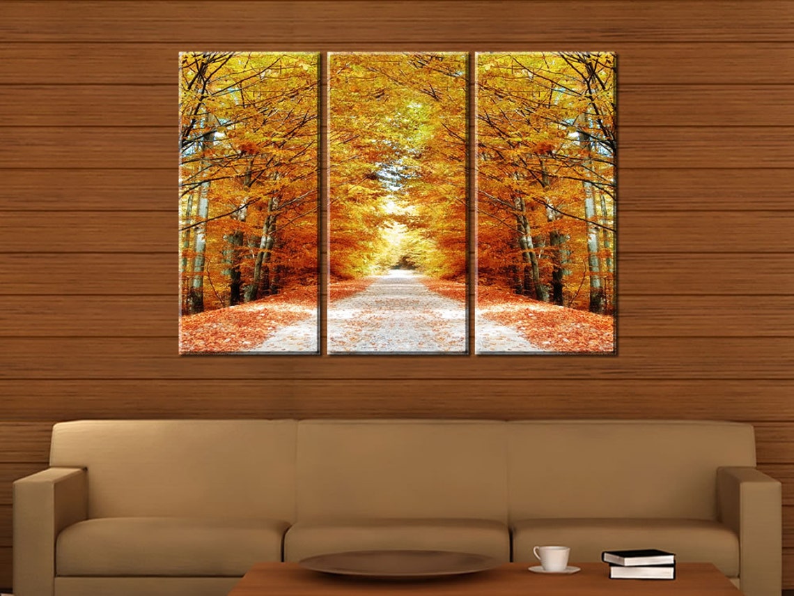 Framed Huge 3-panel Autumn Maple Tree Road Canvas Art Print - Etsy